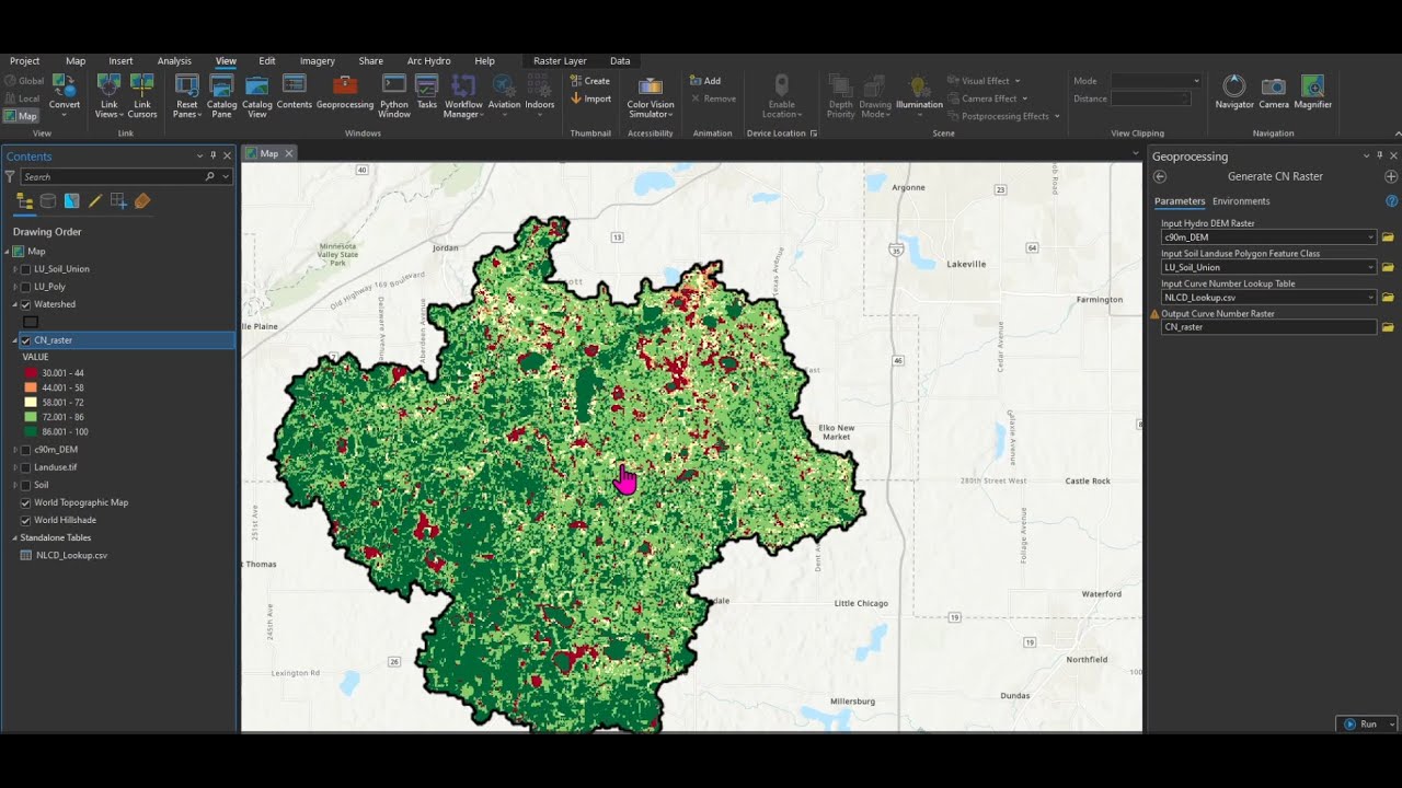 Create Curve Number Cn Raster Using Archydro Tools In Arcgis Pro Scs Nrcs Rainfall Runoff