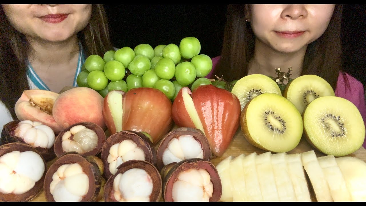 ASMR FRUITS (MANGOSTEEN, BANANA, KIWI, GRAPE, PEACH, AVOCADO) ASMR ...