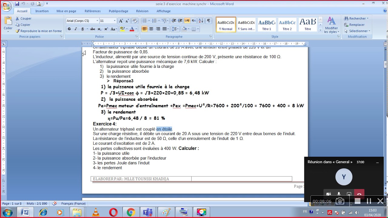 exercice machine synchrone partie 1 - YouTube