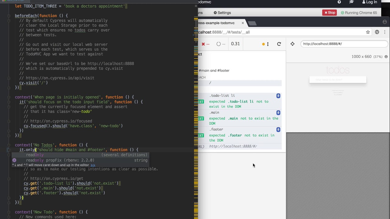 Cypress.io React TodoMVC test - YouTube