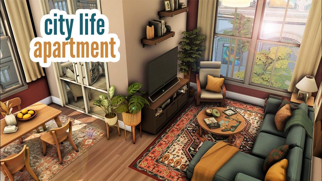 city life apartment \\ The Sims 4 CC speed build - YouTube