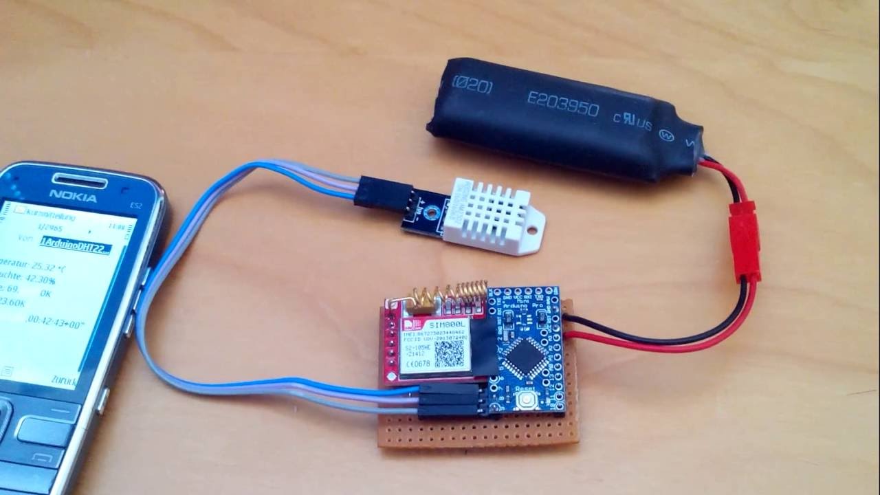 Arduino Gsm Module Sim800l Dht Remote Temperature Sensor Youtube