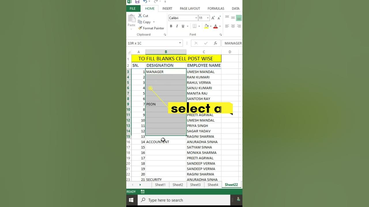 How To Fill Blank Cell Post Wise Shorts Excel Exceltips Exceltrick Exceltutorial Youtube