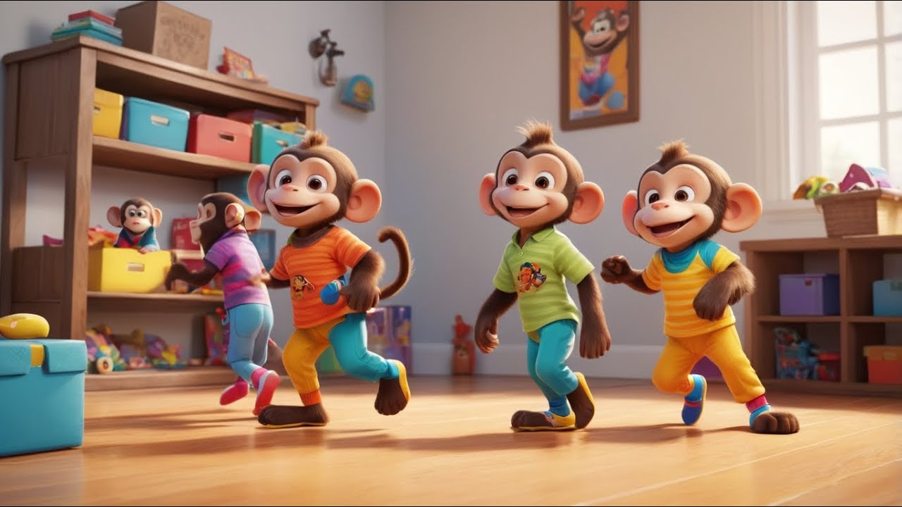 "5 Silly Monkeys 🐵 Jumping Fun! | Original Nursery Rhyme for Toddlers ...