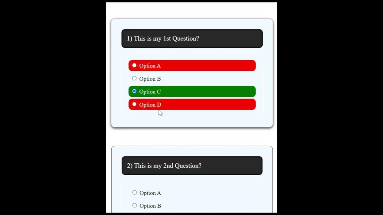 Create Mcqs Using Basic Html Css And Javascript With Code Shorts Youtube