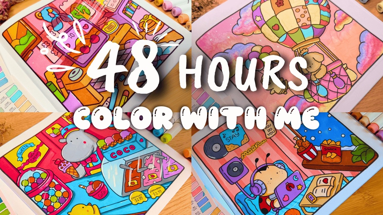 the world’s longest color with me video 🎨 48 hours of cozy coloring ...