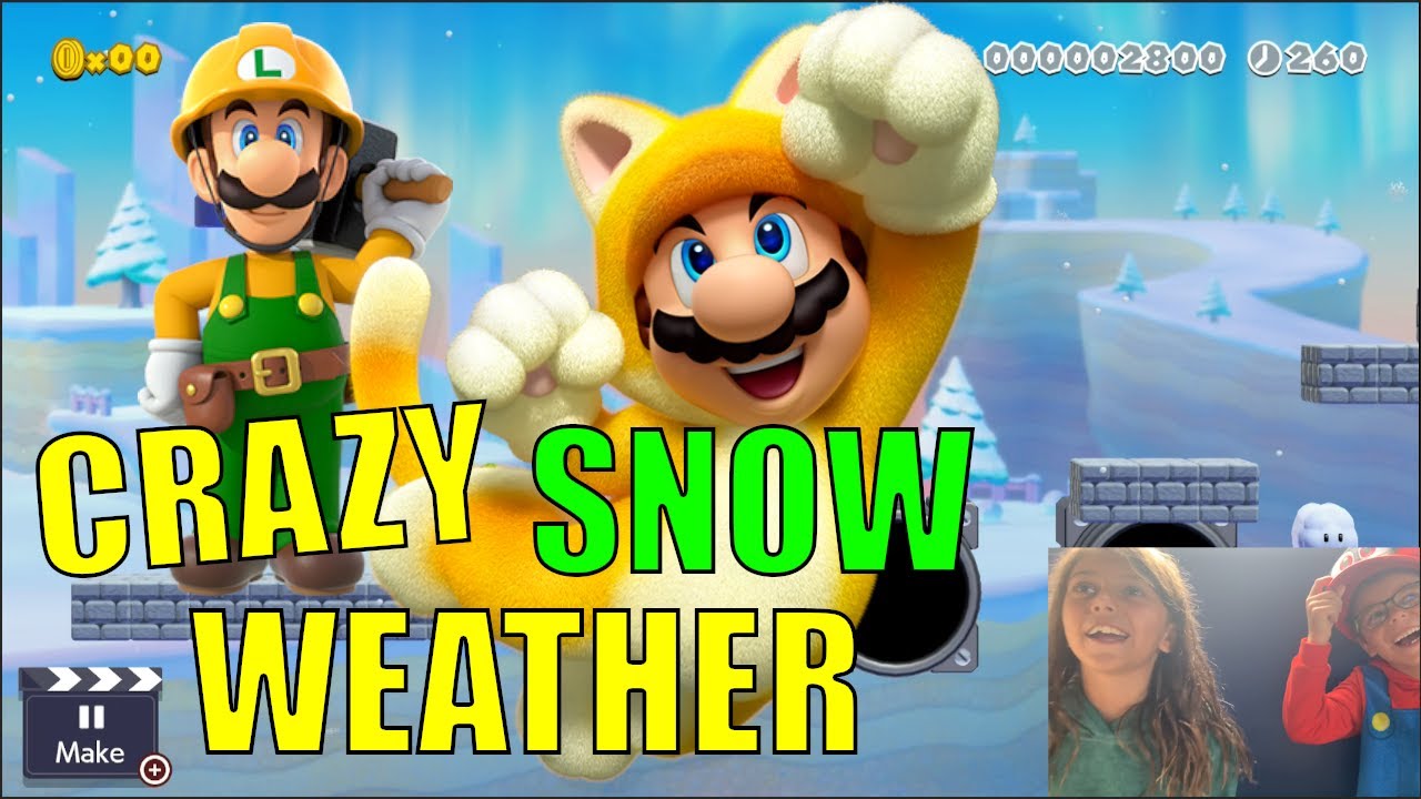 Super Mario Maker 2 - Crazy Snow Weather with OliversGameHouse - YouTube