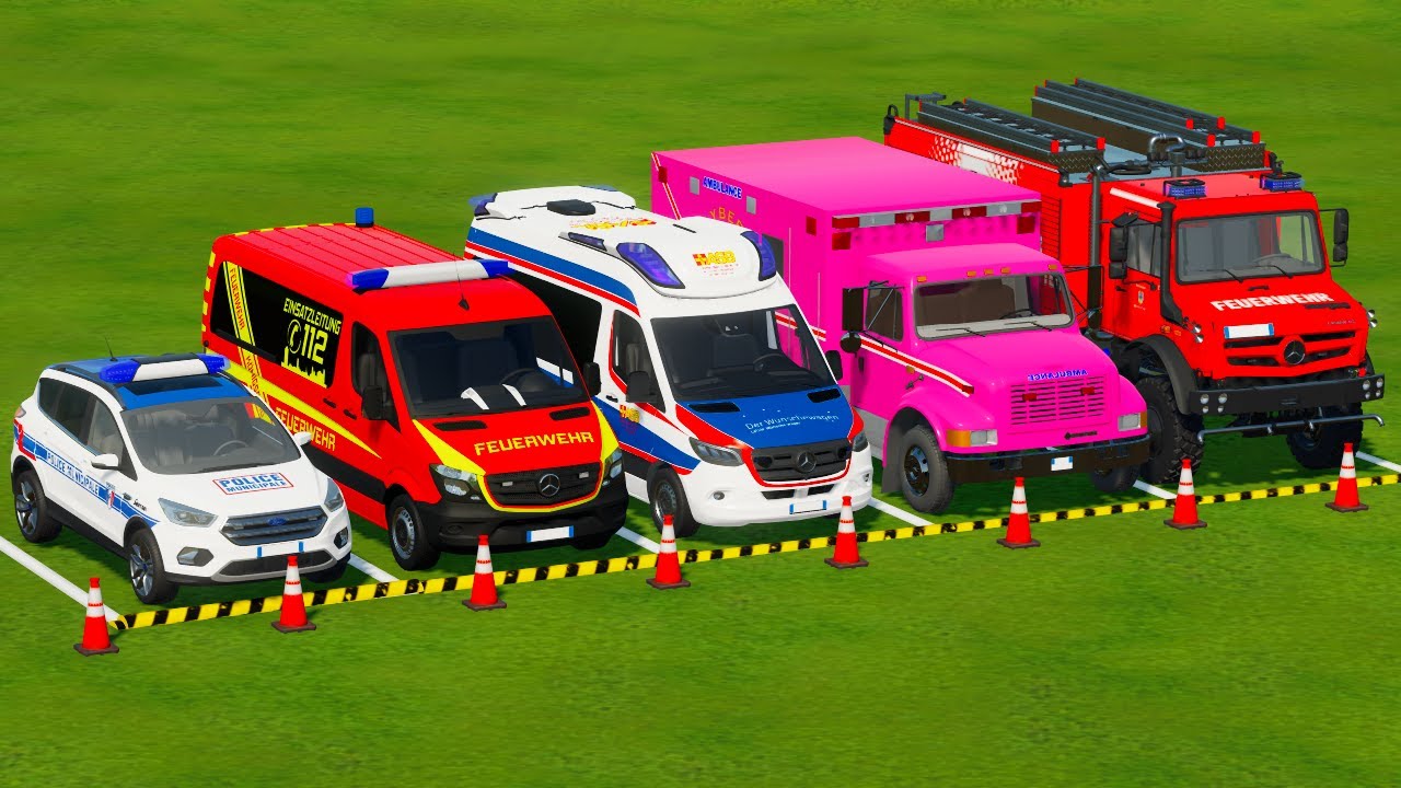 TRANSPORTING POLICE CARS AMBULANCE EMERGANCY VEHICLES AND FIRE TRUCLKS ...