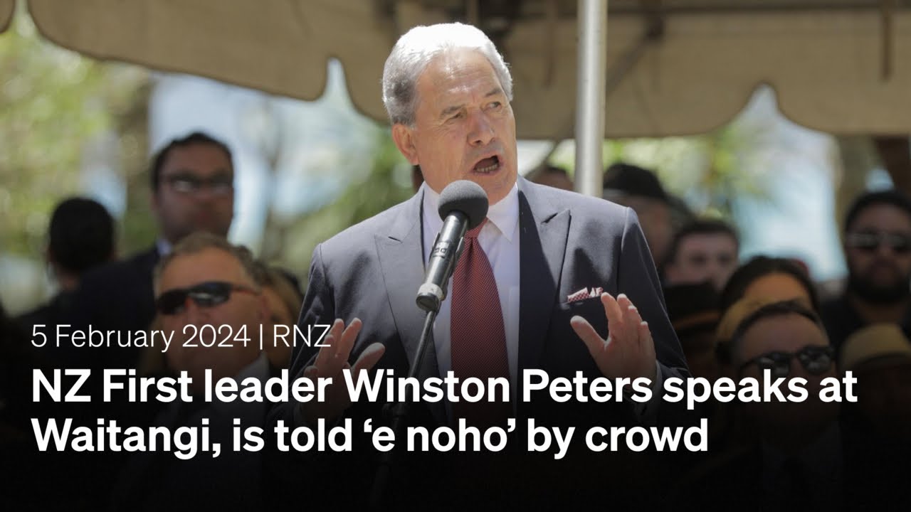 NZ First leader Winston Peters speaks at Waitangi, is told ‘e noho’ by ...
