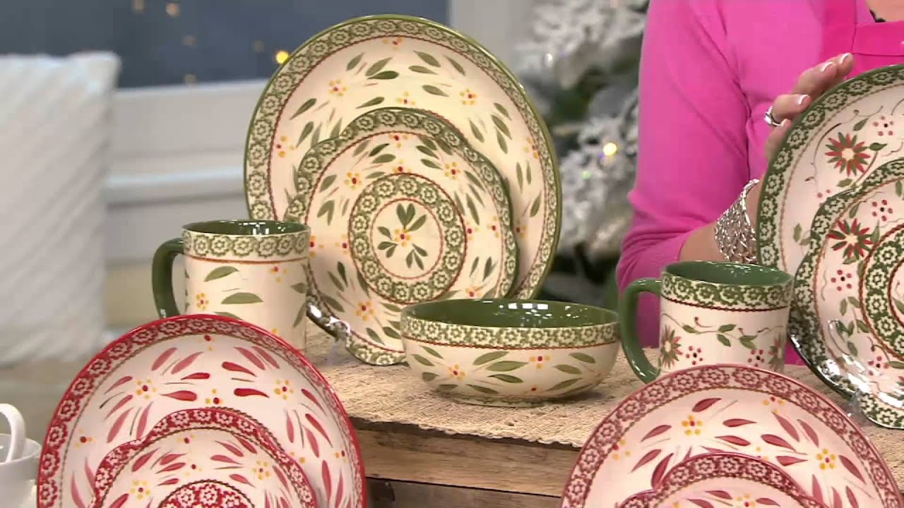 Temp-tations Hand-Painted 16-pc Service for 4 Dinnerware Set on QVC ...