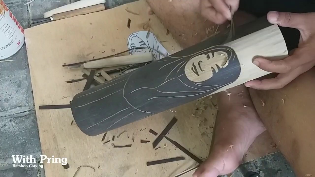 Make Bamboo Carving for Love Couple | Indonesian Bamboo Carving - YouTube