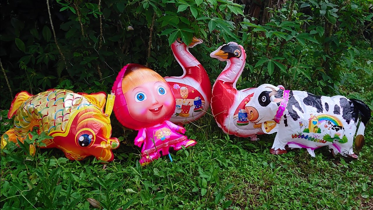 menemukan balon karakter lucu balon marsha balon ikan balon sapi balon ...