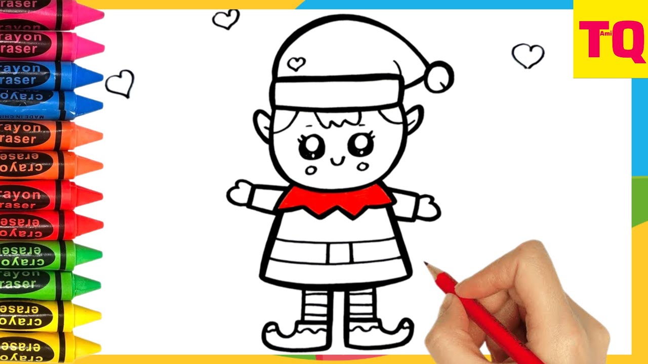 How to Draw a Cute Christmas Elf | Easy Christmas Drawing | Drawing For ...