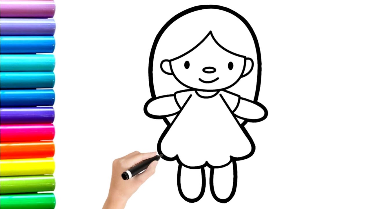How to Draw Cute Doll | Cute Doll Drawing, Painting and Coloring for ...