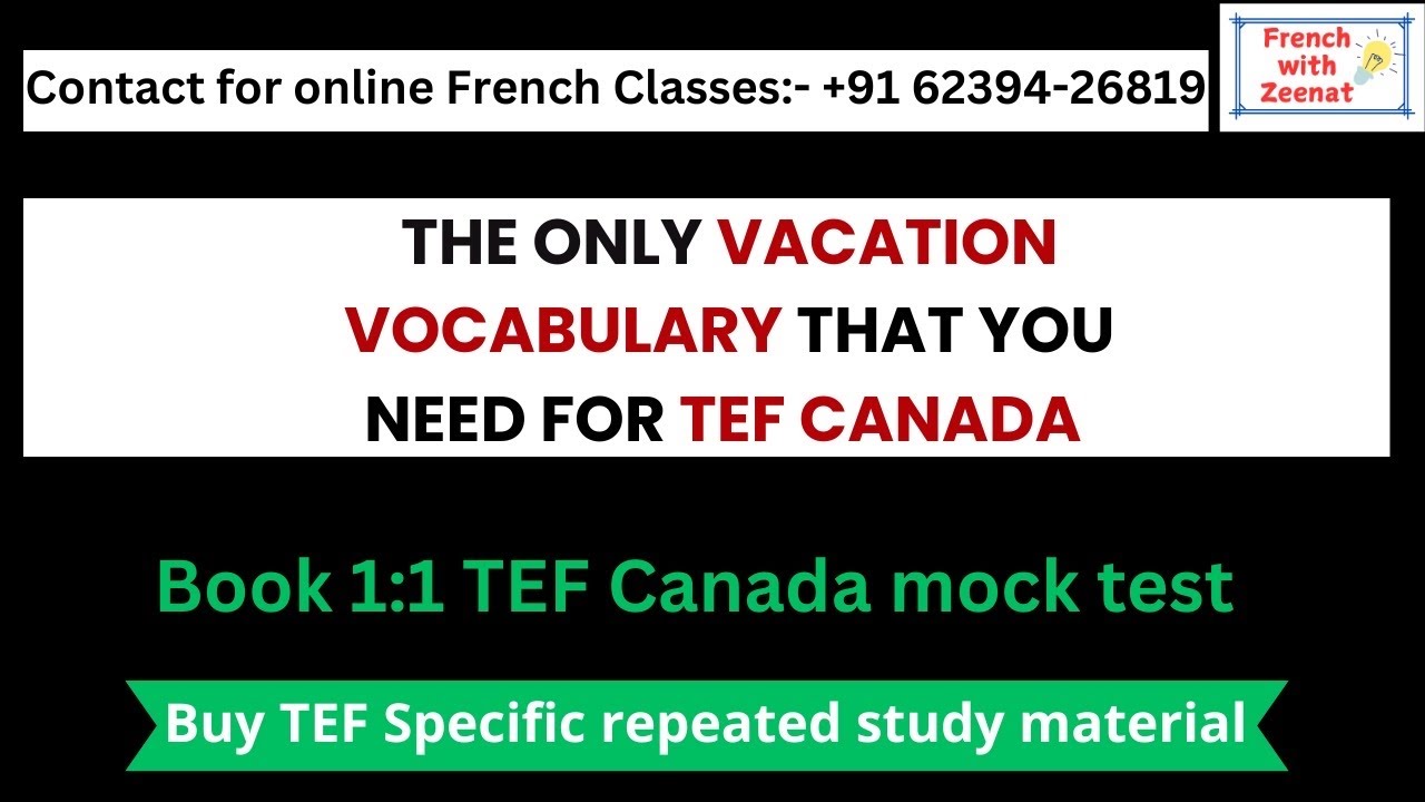 Vacation related French Vocabulary || Theme based TEF vocabulary|| Part ...