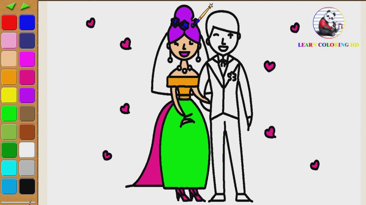 How to draw Wedding Bride and Groom easy step by step - YouTube