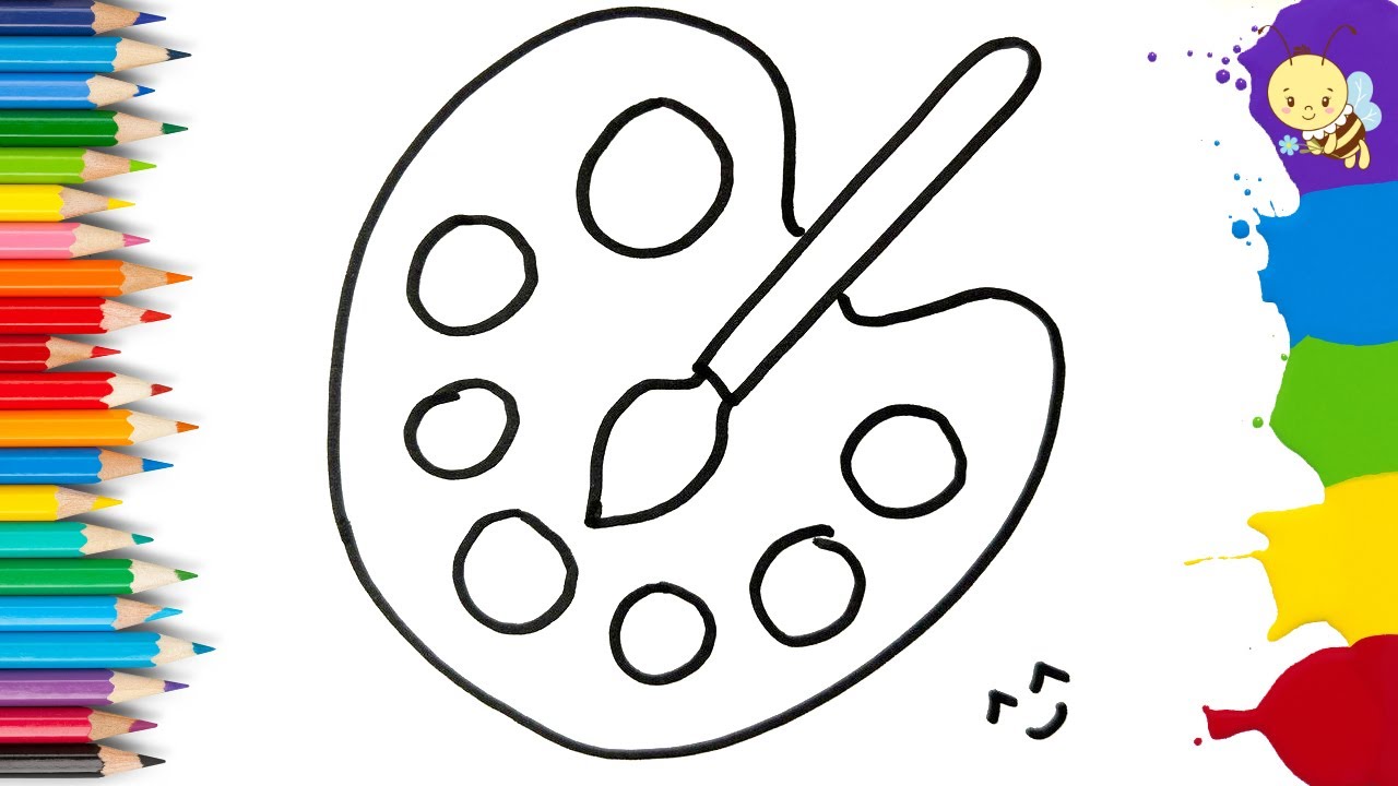 How To Draw cute Color palette, Painting & Coloring For Kids Step by ...