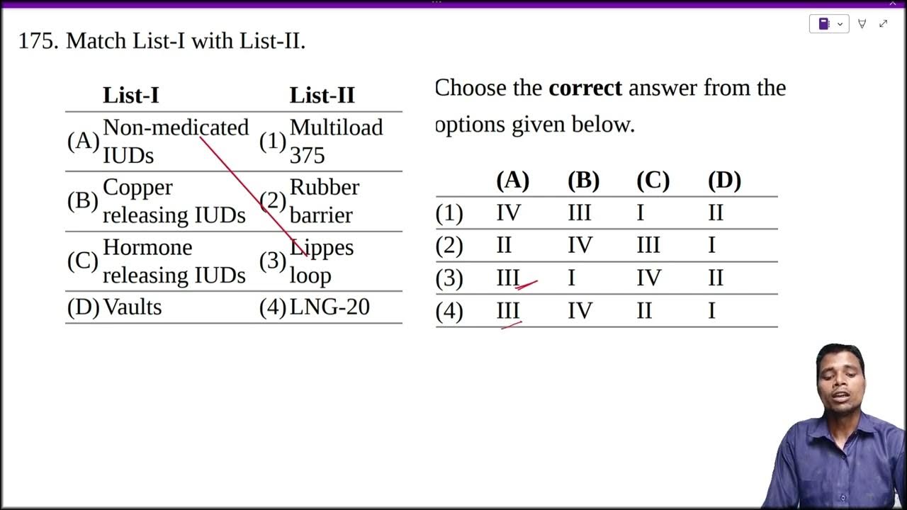 Match List-I with List-II. List-I List-II(A)Non-medicated IUDs (1)Multiload375(B) Copper ...