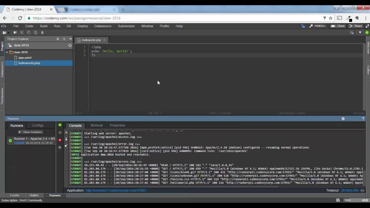 PHP - Entornos de Desarrollo para PHP. CodeEnvy. Creando WorkSpace ...