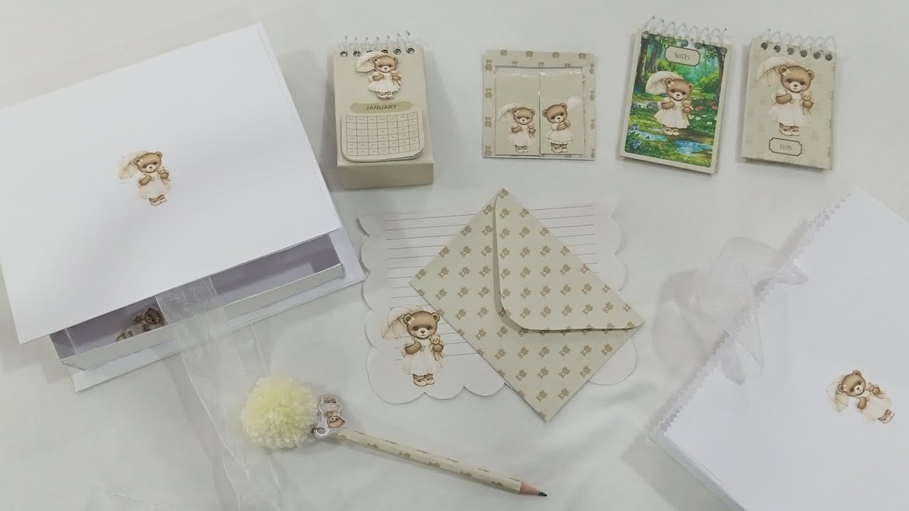 Let's make a teddy bear stationery set together #printable #handmade # ...