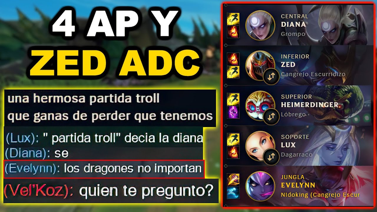 😰 MAL EARLY con 4 AP y ZED ADC ¿ERA DODGE? 🤔 | Guía Platino - YouTube