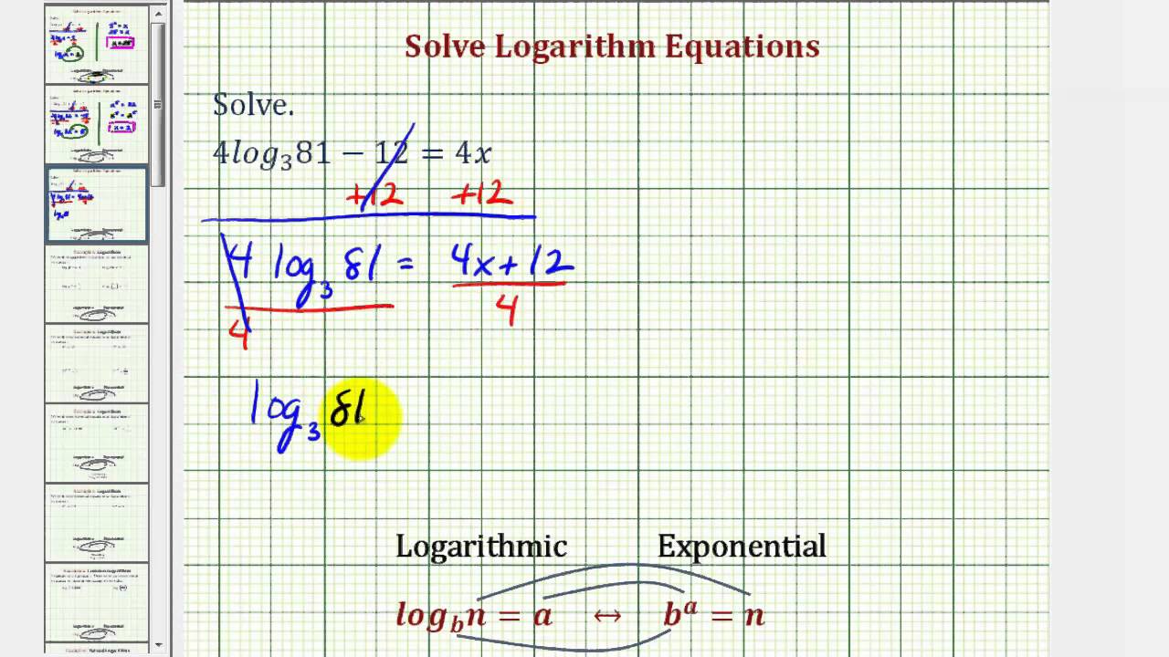 Ex: Solving a Variety of Logarithmic Equations - YouTube