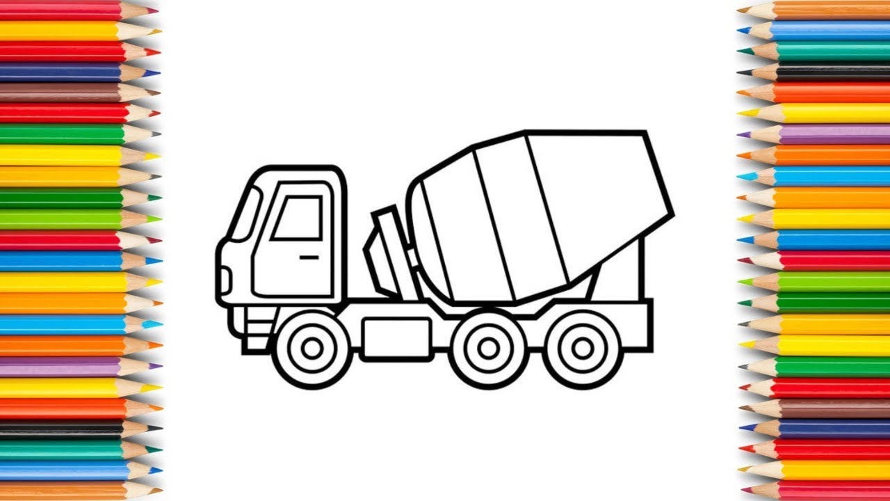How To Draw A Mixer Truck, Painting and Colouring for Kids - YouTube