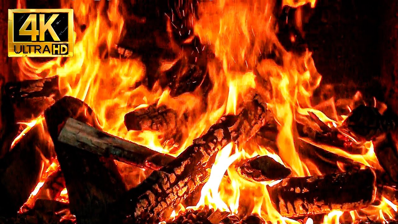 Peaceful Fireplace 4K: Natural Wood Cracking and Realistic Flame Sounds ...