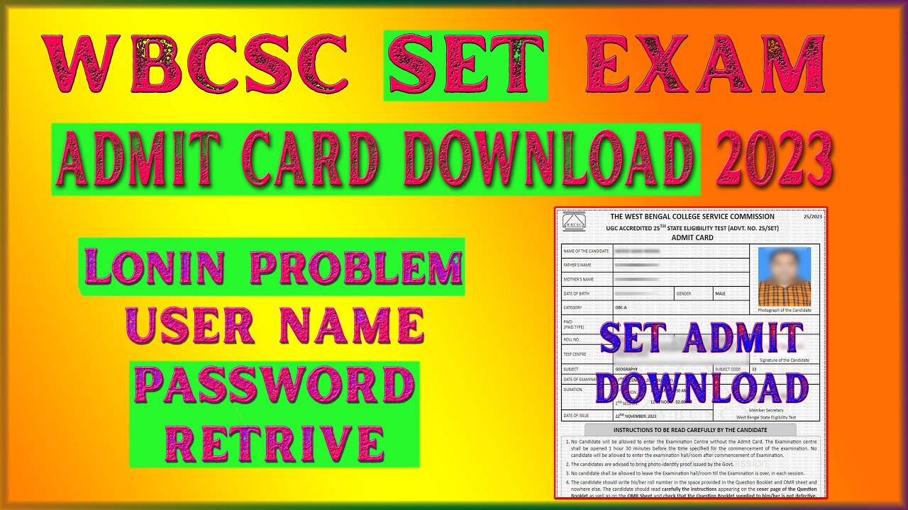 WB SET admit card download 2023 login problem - YouTube