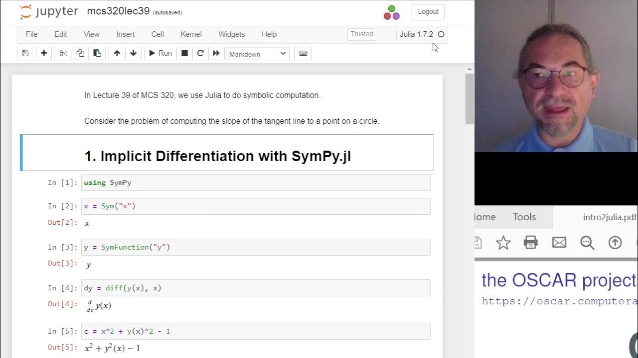 Introduction to Julia, Symbolic Computation with SymPy.jl, Symbolics.jl, and Oscar.jl - YouTube