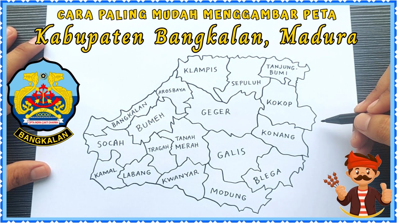 Cara menggambar PETA KABUPATEN BANGKALAN dengan mudah & lengkap ...