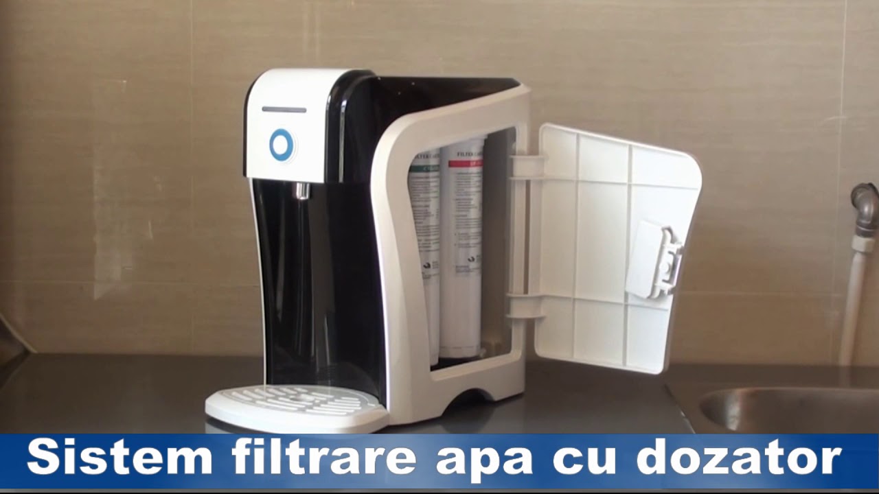 Purificator apa cu dozator si sistem de filtrare apa - YouTube