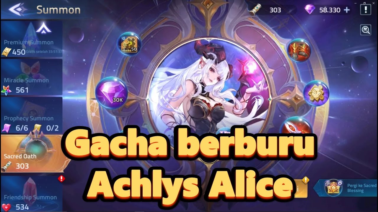 Gacha berburu Achlys Alice - event sacred blessing - Mobile legends ...