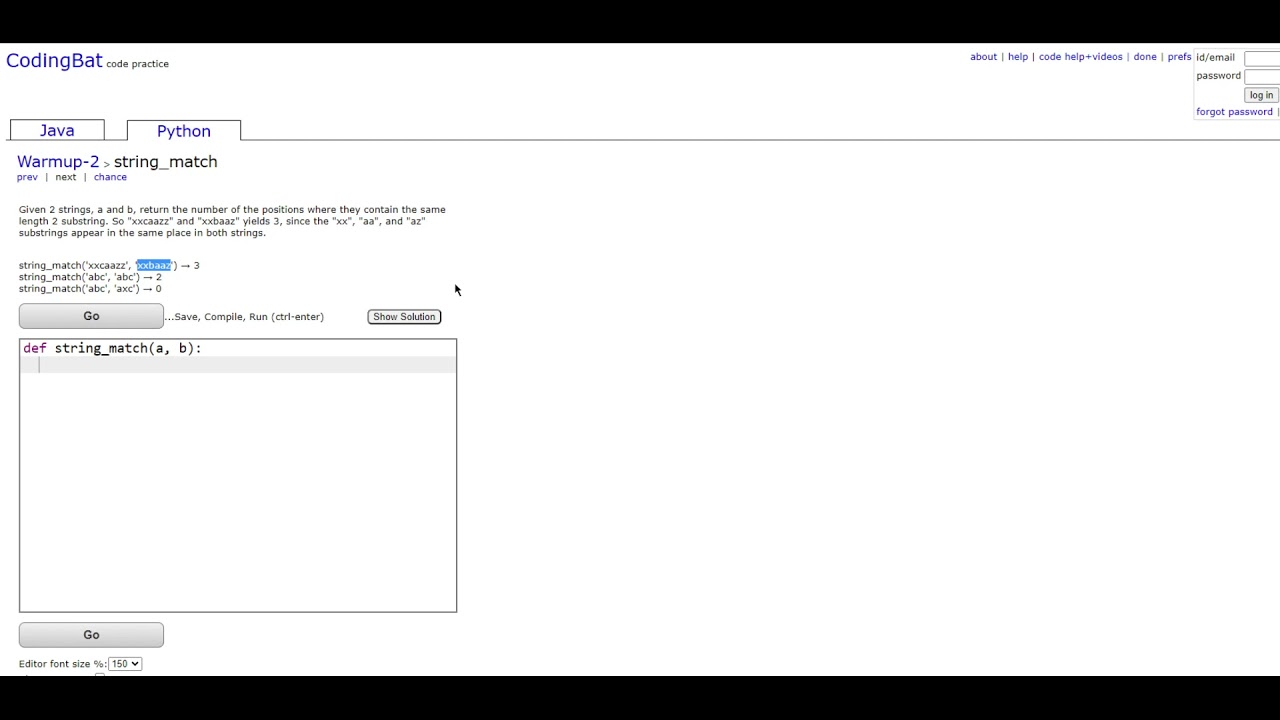 Warmup 2 string match Python Tutorial Codingbat YouTube Warmup 2 string match Python Tutorial Codingbat YouTube