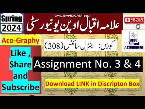 ⏩ AIOU Code 308 Solved Assignment No. 3 & 4 Spring 2024 | Subject: General Science | Level: FA/I ...