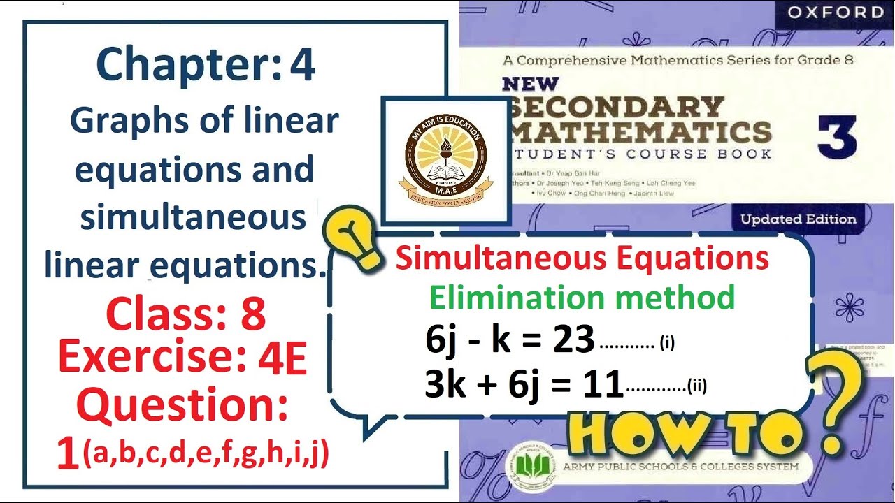 Exercise 4E Question 1 – (Simultaneous Equations) Complete solution ...