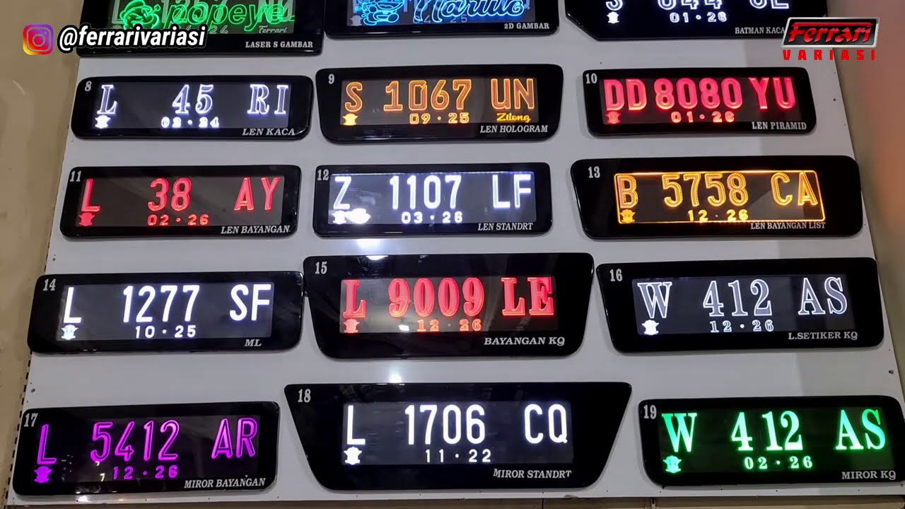 19 JENIS PLAT NOMER MOBIL AKRILIK LED LASER | FERRARI VARIASI SURABAYA ...