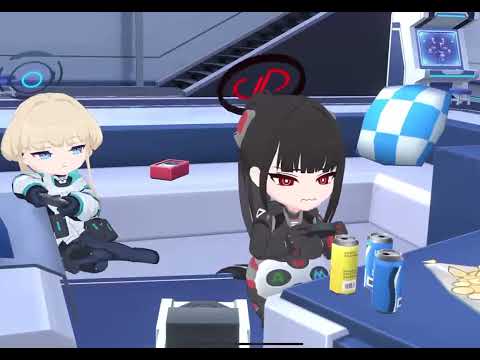 chibi toki and rio playing game in cafe