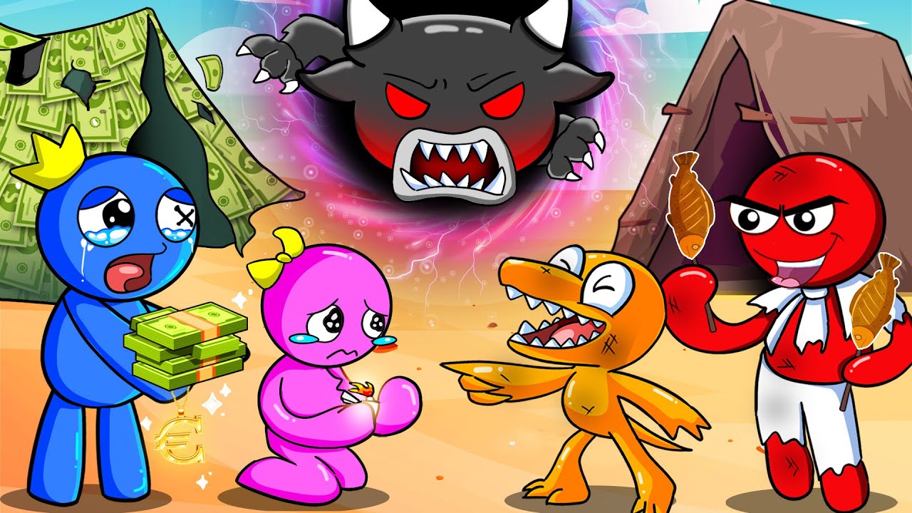 Rich Blue & Pink vs Poor Red & Orange On Island The Forgotten | Rainbow ...