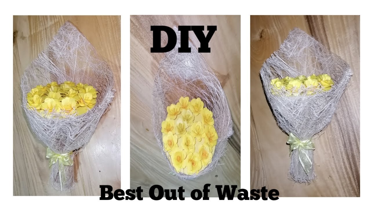 DIY flower bouquet/ How to make flower bouquet out of waste/ Best out ...