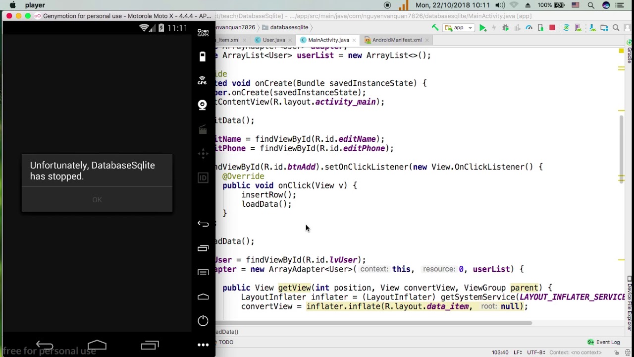 Android Sqlite Database P6 Hiển Thị Dữ Liệu Lên Listview 2 Youtube 5953