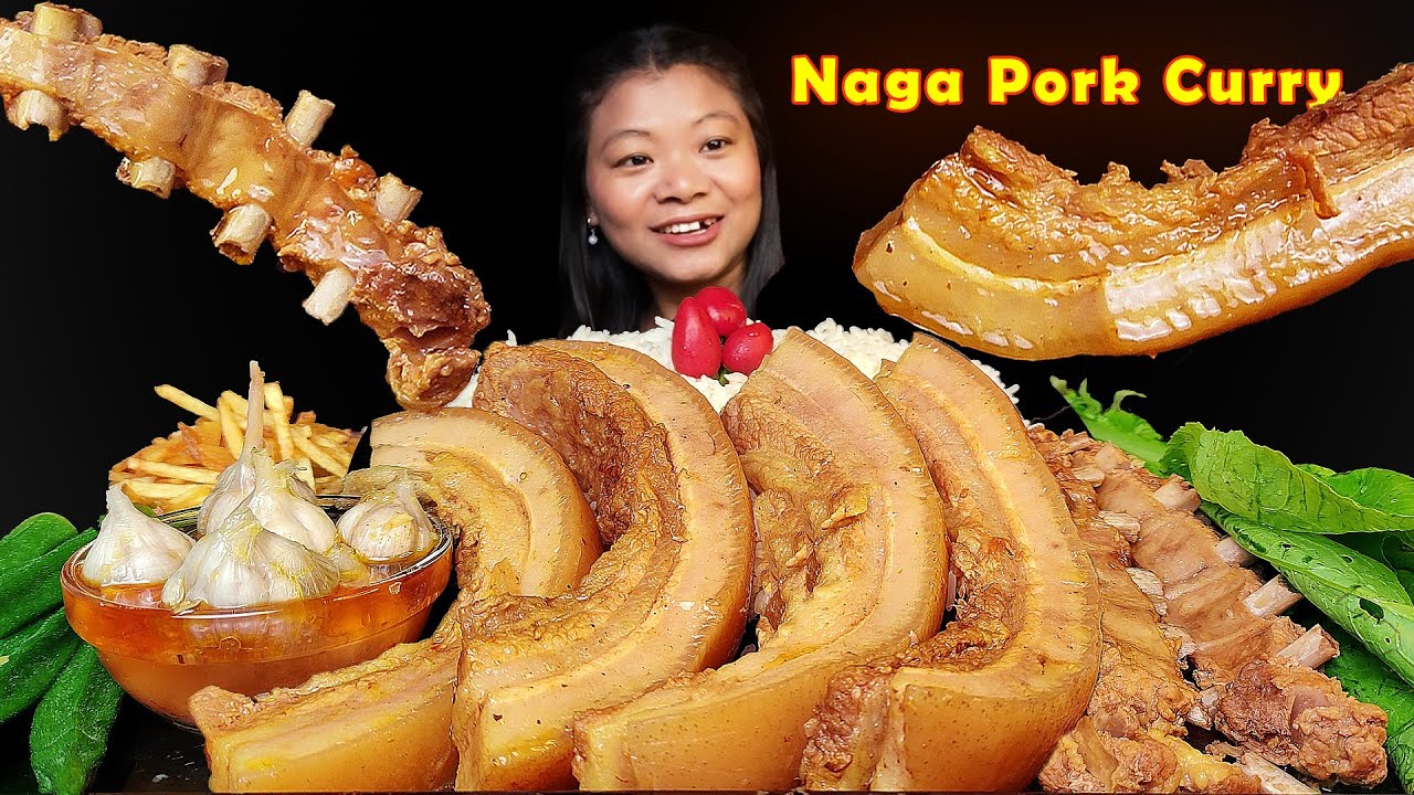 NAGA Style Pork Curry, Eating Fatty Pork Belly & Ribs Curry With Rice ...
