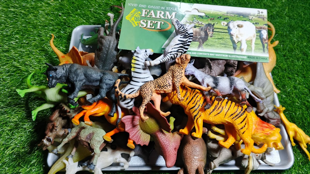ASMR,3 Minutes Satisfying Unboxing Animal Toys, Cow Elephant Gorilla ...