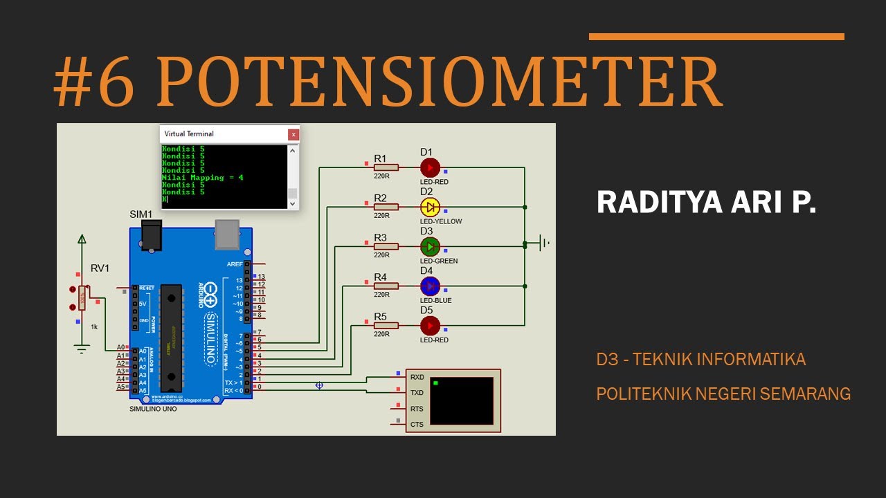 #6 ADC-DAC (Potensiometer, Arduino, & Proteus) - YouTube