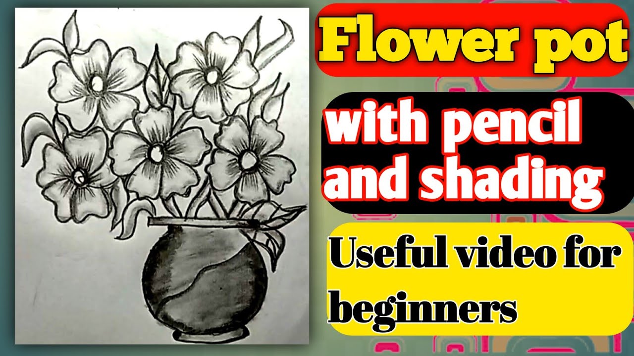 How to draw flower pot easy | Flower pot drawing with pencil - YouTube