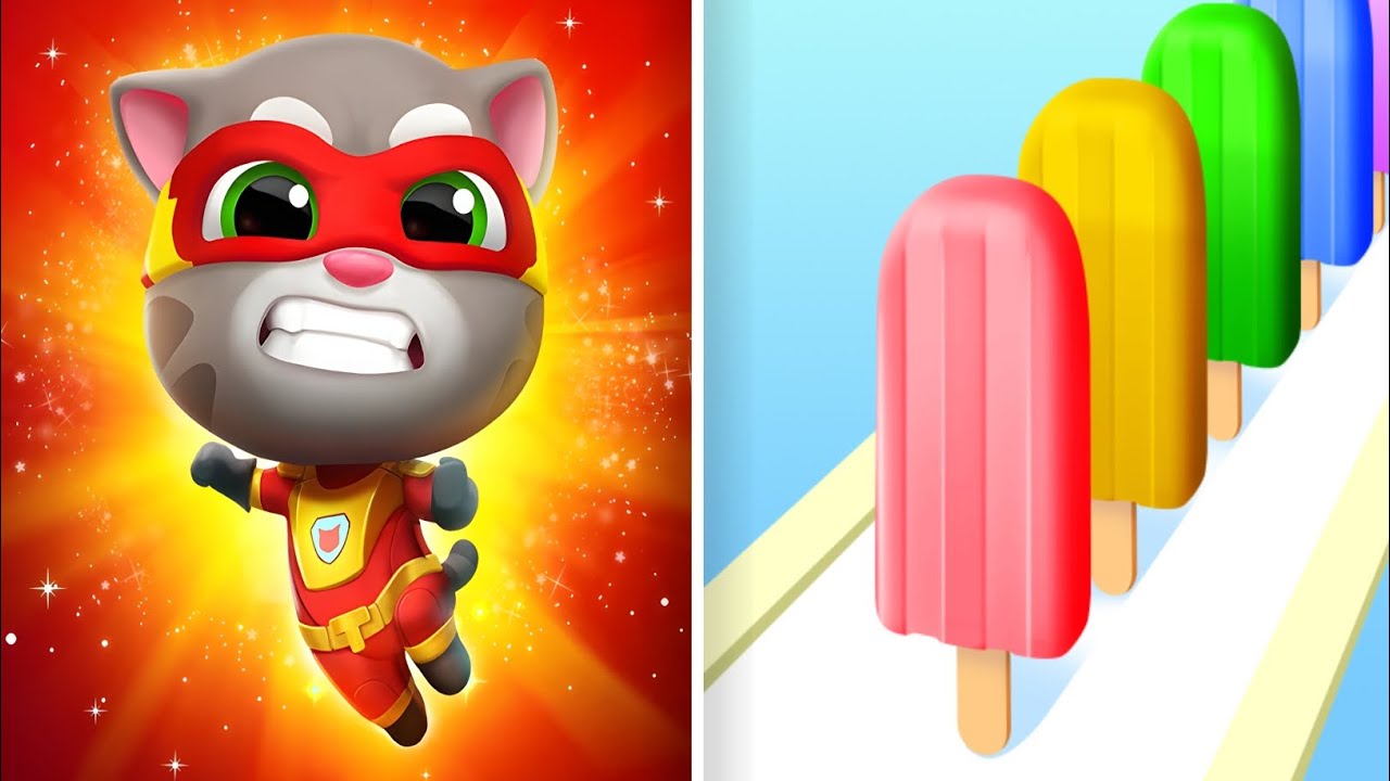 Talking Tom Hero Dash Vs Popsicle Stack- Gameplay Speed Battle - Tom Vs ...