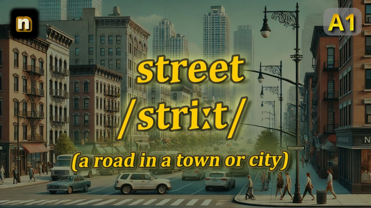 [n] Street meaning (a road in a town or city) with 5 examples - YouTube