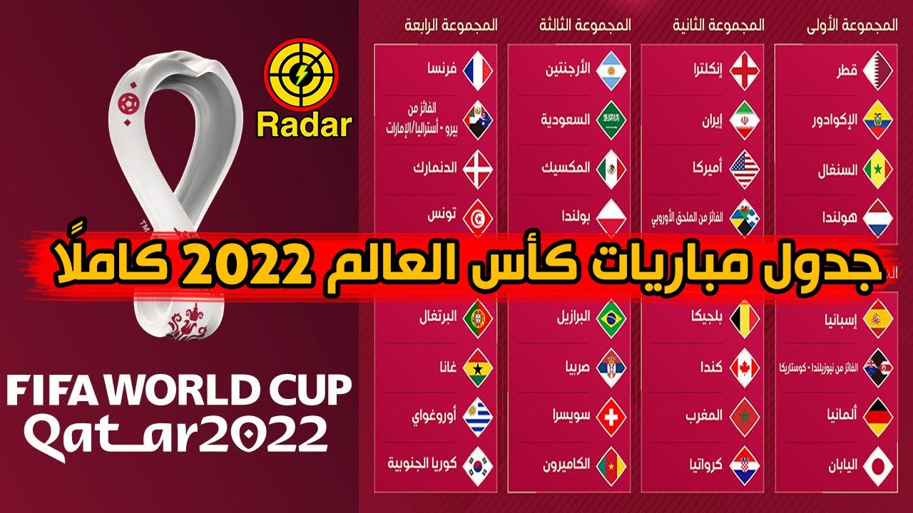 جدول مباريات كأس العالم 2022 في قطر كامل Youtube