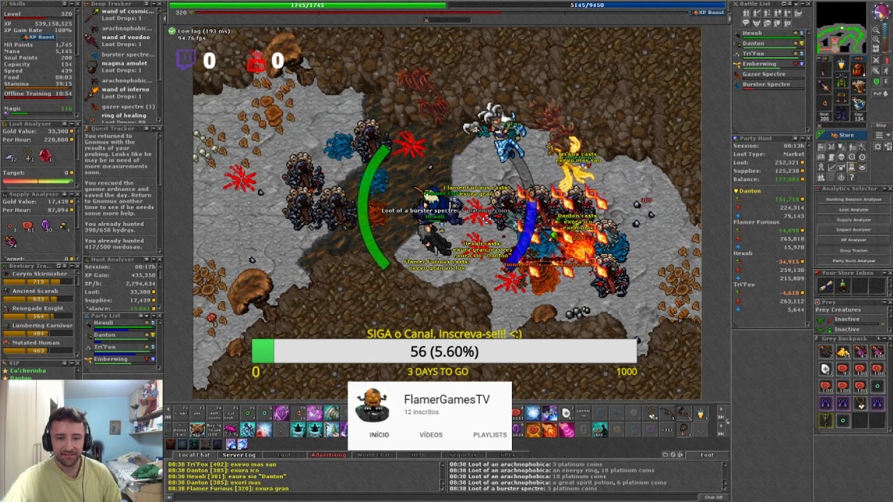 Tibia #220 --- HUNT PARTY, BC com Tri'fox - YouTube