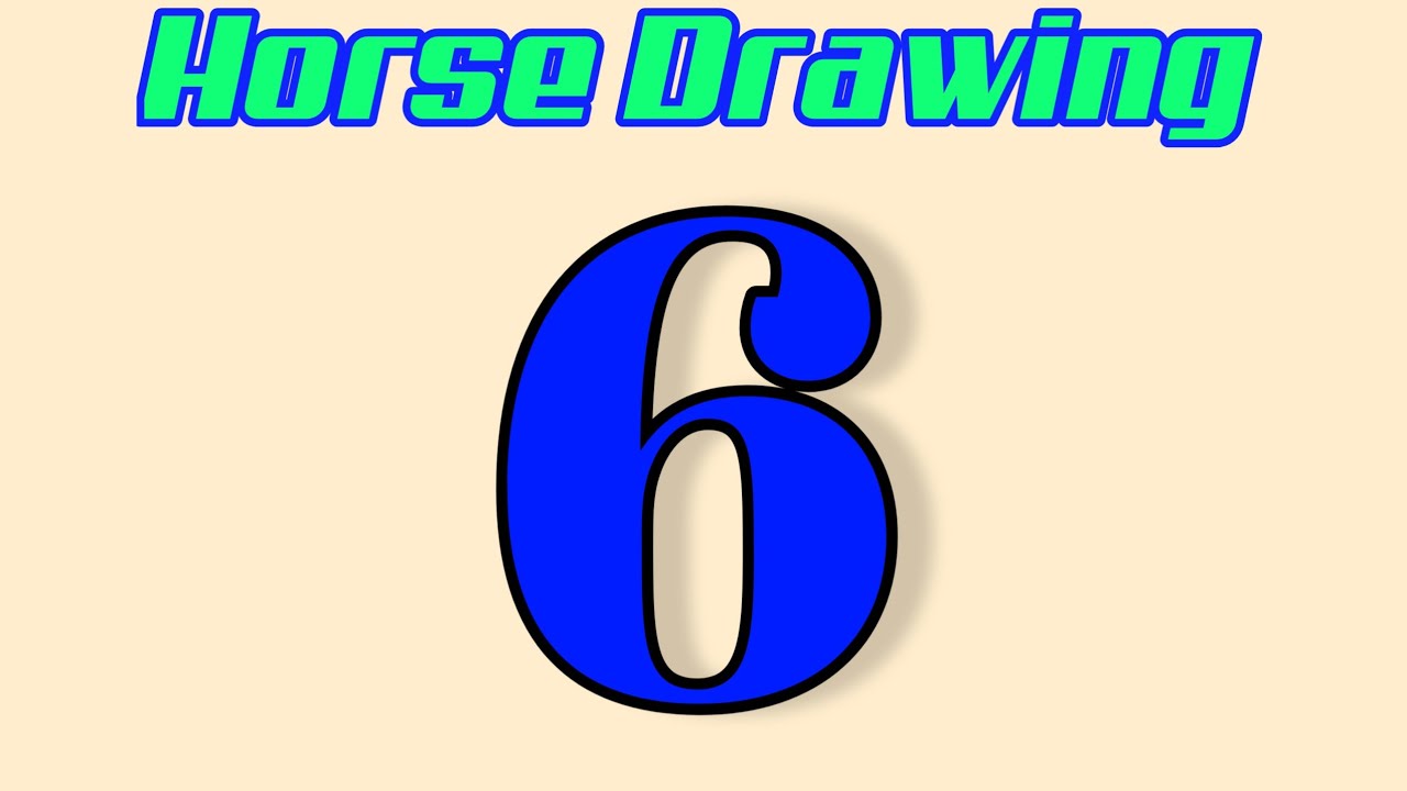 How to draw Horse with 6 number step by step | Very easy horse drawing ...